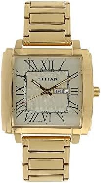 1586YM03 - Titan Regalia Men's, Calendar, Stainless Steel, Gold Dial ...