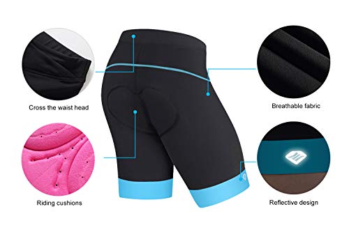 Santic Women's Cycling Shorts 4D Gel Spin Bike Classes Padding Plus Size Black-Blue | Pricepulse