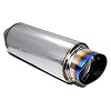 Spec-D Tuning 4" Fireball-Style Stainless-Steel Muffler with Burnt Tip ...
