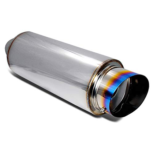 Spec-D Tuning 4" Fireball-Style Stainless-Steel Muffler with Burnt Tip ...