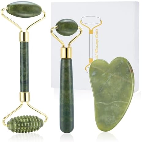 سعر Jade Roller Gua Sha Massage Set: A Natural Jade Stone Roller for ...