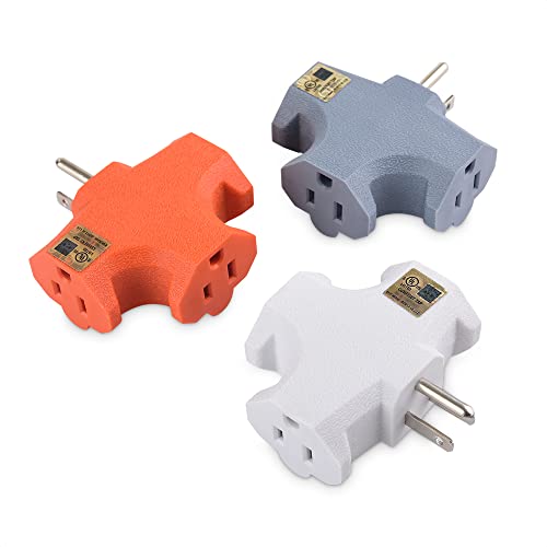 Cable Matters 3-Pack 3 Way Plug Adapter, UL Listed (3 Prong 3 Outlet ...
