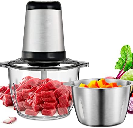Meat Chopper, 3L Stainless Steel Electric Meat and Vegetables Grinder Chopper, 2 Speed Levels ...