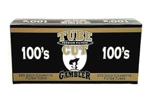 Amazon.com: Gambler Tube Cut 100mm Gold Cigarette Filter Tubes light ...
