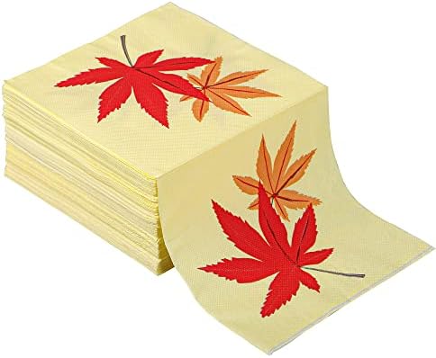 100 Pieces Maple Leaf Paper Napkin Fall Luncheon Napkins Disposable ...