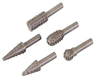 5 Pc ROTARY RASP BURR SET Wood Plastic Carving File Rasp Shank Drill ...