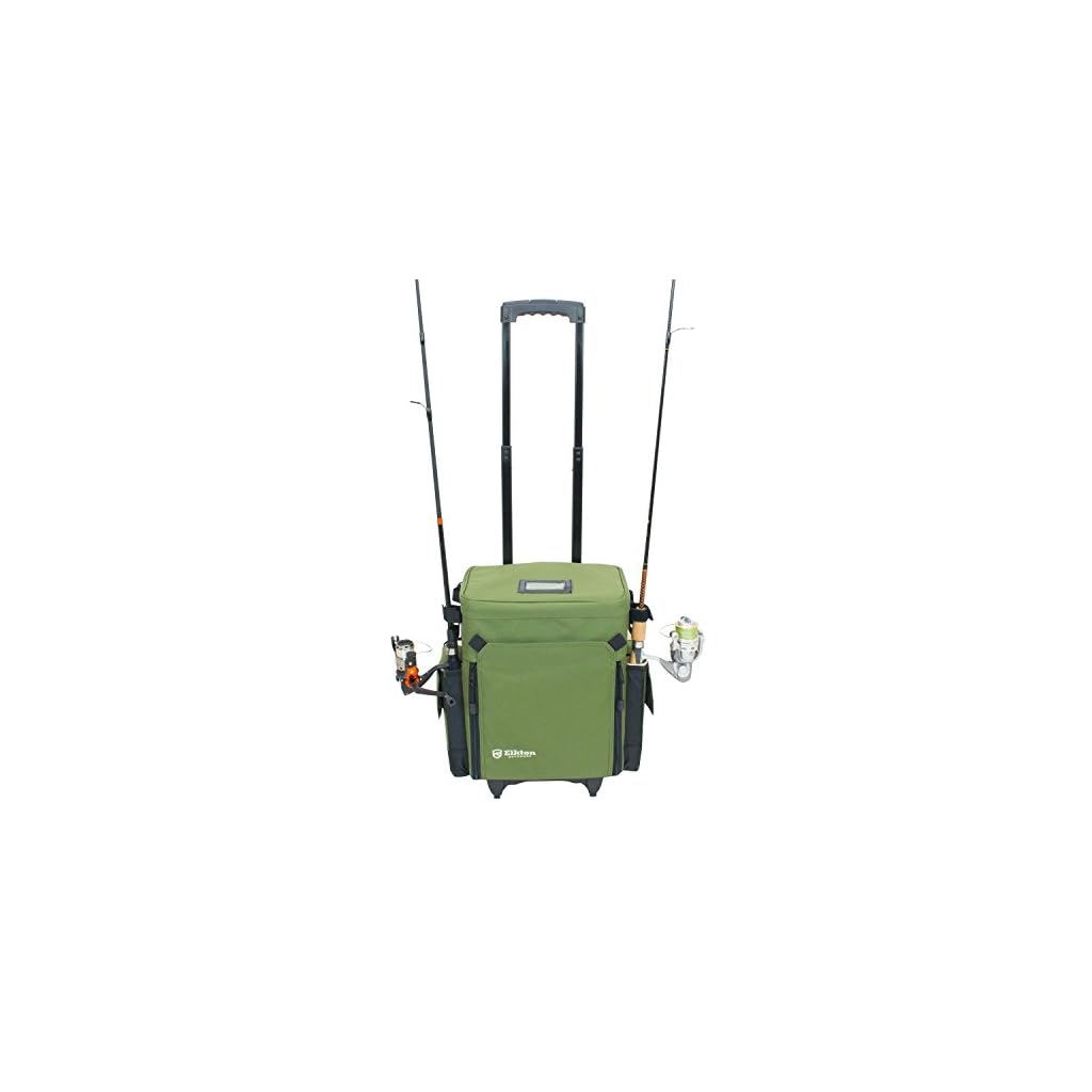 Elkton Outdoors Rolling Tackle Box Green / L 15.7 x W 9.6 x H 18.5 ...