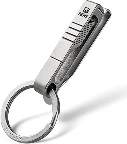 FEGVE Titanium Belt Key Holder With Detachable Titanium Key Ring,Belt ...