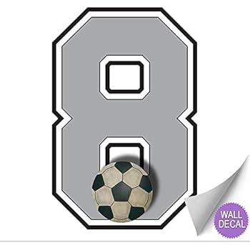 Amazon.com: Wall Number "8" Soccer Ball Jersey Numbers Varsity Uniform ...