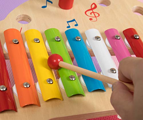Musical Toys - Kids Band Set with Mini Desk, Pretend Play Wooden Music ...