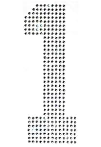 Amazon.com: 5.25" Tall Large Jersey Number One Rhinestone Iron on ...