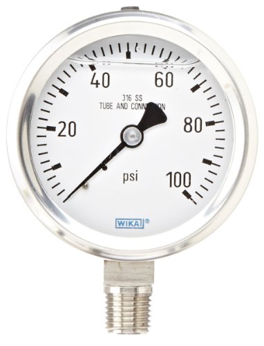 WIKA 9833574 Industrial Pressure Gauge, Refillable, Stainless Steel ...