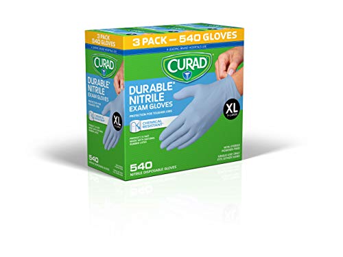 Curad Nitrile Exam Gloves, Durable, Powder Free, Chemical Resistant, X ...