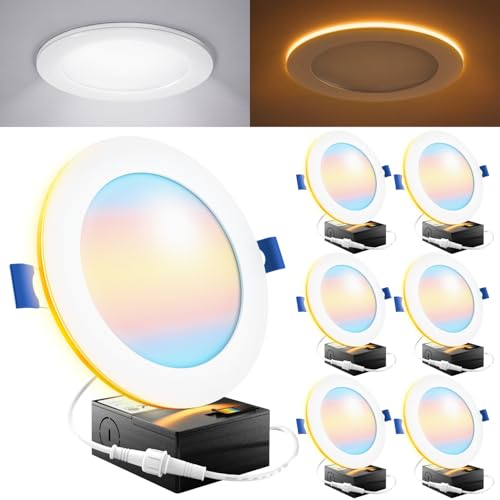 Sunco 6 Pack 6 Inch LED Recessed Light with Night Light, Canless ...