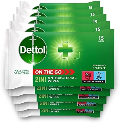 Dettol 2 in 1 Antibacterial Wipes, 135 Wipes (15 Wipes, 9 Packs) price ...