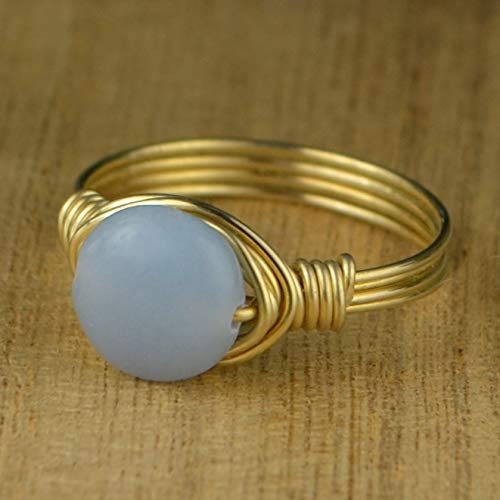 Amazon.com: Blue Grey Angelite Gemstone and Sterling Silver, Yellow, or ...