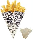 30 x Disposable Newsprint Paper Chip Cones party take away: Amazon.co ...