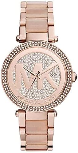 سعر ساعة باركر مرصعة بالكريستال للنساء بمينا ذهبي روز MK6176 من مايكل ...