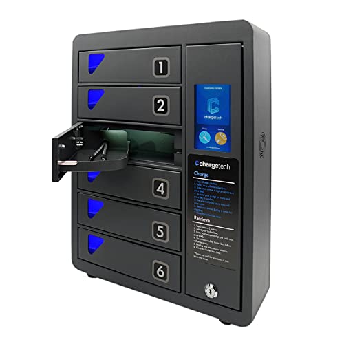 ChargeTech Cell Phone Charging Station Locker w/6 Digital Pin Activated ...