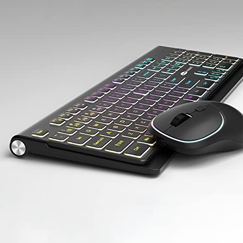 MageGee V650S Wireless Keyboard Mouse Combo, 2.4G Full Size RGB Backlit ...
