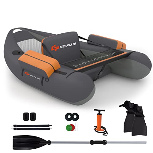 Goplus Inflatable Float Tube, with Paddle, Flippers, Fish Ruler, Pump ...