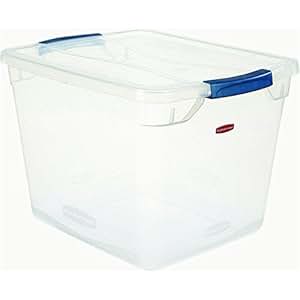 Rubbermaid Clever Store Latching Storage Tote Container, Clear, 30 ...