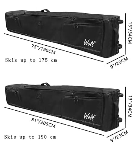 Ski Bag With Wheels Sac Ski Rolling Double Ski Bag, Padded Double ...