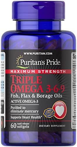 Puritan's Pride Maximum Strength Triple Omega 3-6-9 Fish (3600mg) Plus ...