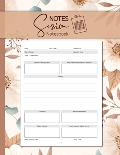 Session Notes Notebook: Client Session Organizer for Therapists, Social ...