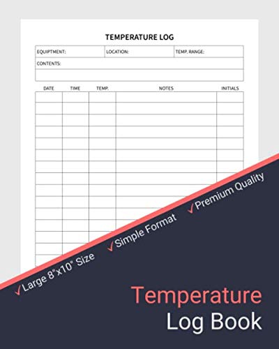 Temperature Log Book: Simple Fridge/Freezer Temperature Monitoring Book ...