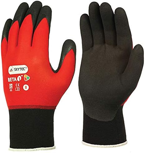 5 Pairs of Skytec Beta 1 Red Nitrile Super Light Gloves Work Wear ...
