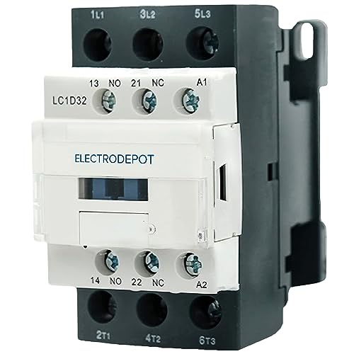 Electrodepot 30A Contactor 3 Pole, 110-120V Coil, Motor Load 32A ...