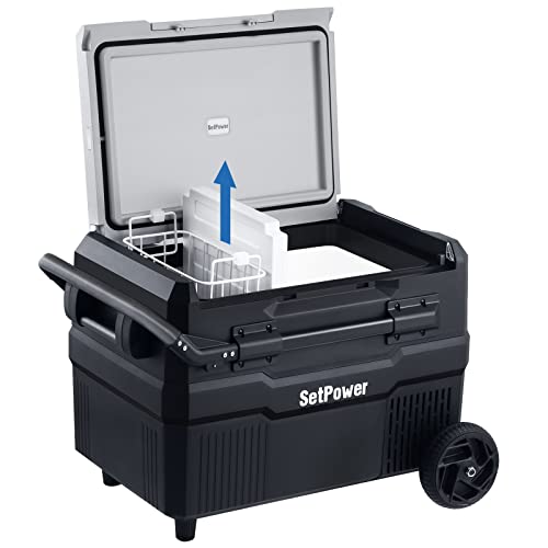 SetPower RV45D PRO Portable Fridge with Freezer on Wheels, Adjustable ...