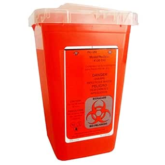 Biohazard Container, Medium, 2 Gallon, Red, 2 per Case: Amazon.com ...