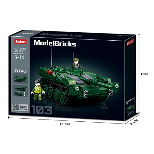 Sluban Building Blocks Toy Army Battle STRV103 Main Battle Tank ...