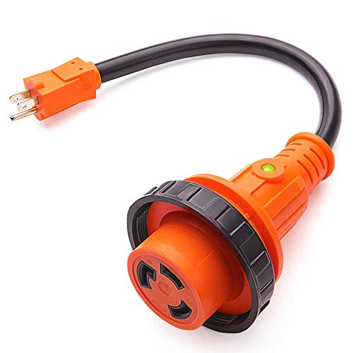 SnowyFox RV Power Adapter 15A Male to 30A Female Heavy Duty Cord with ...
