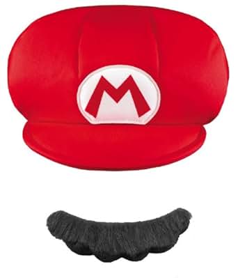 Amazon.com: Nintendo Super Mario Brothers Mario Child Hat and Mustache ...