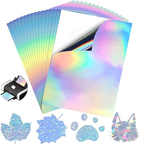 KAPUNOS 25 Sheets Holographic Sticker Paper A4 Size Printable Vinyl ...