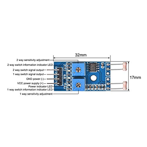 uxcell Photosensitive Resistance Sensor Module Light Detection Intensity Sensor Module 2 Ways DC ...