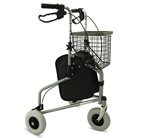 Folding Tri Walker with bag, basket and tray - mobility walking frame ...