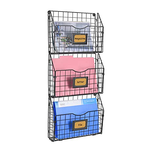 YUKOOL Detachable 3-Tier Hanging Wall Files Rack Wall Mount Metal File ...