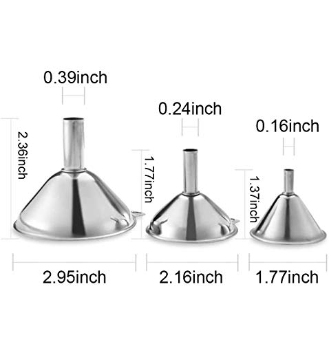 Stainless Steel Funnels, 3pcs Mini Filling Kitchen Funnel, Sizes Large to Small Funnels for ...