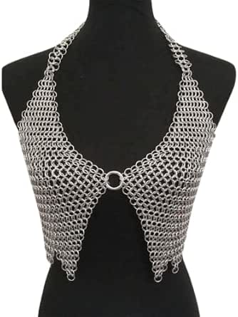 Amazon.com: Medieval Armour Chainmail Metal Top - Halter Armor Bra ...