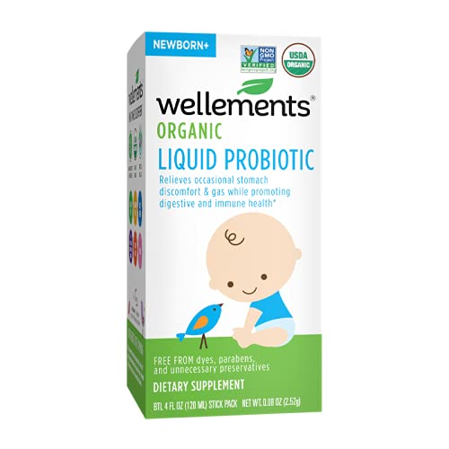 Wellements Organic Liquid Probiotic, 4 Fl Oz, Eases Baby's Stomach ...