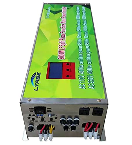 LYABE 8000W/ 32000W Peak Pure Sine Wave Power Inverter 12V DC to 120 ...