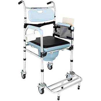 Amazon.com: Mefeir Folding Commode Chair for Toilet w/Wheels & Pedal ...