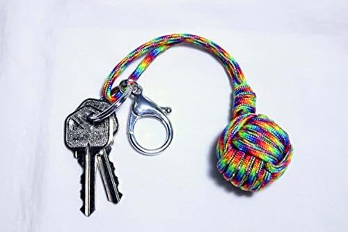 Amazon.com: Rainbow Paracord Key Chain, Paracord Monkey Paw Key Chain ...