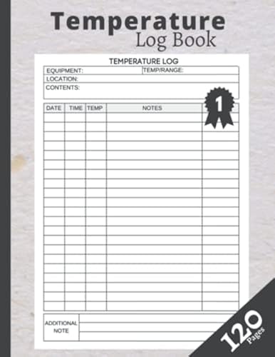 Temperature Log Book: Temperature Monitoring Book For Restaurants ...