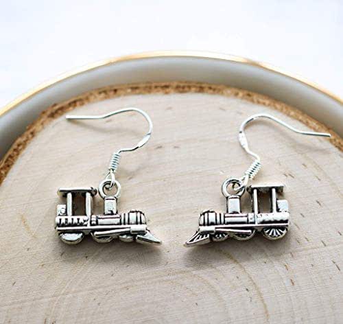 Amazon.com: Train Earrings for Women - 925 Sterling Silver Hooks ...