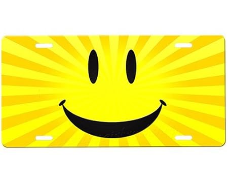 Amazon.com: onestopairbrushshop Smiley Face License Plate: Automotive